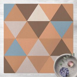 Bilderwelten Kork-Teppich Illustration blau Korkmatte - Geometrisches Muster gekippte Dreiecke Blau - Geometrisch Wohnzimmer Schlafzimmer