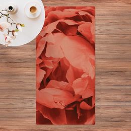 Bilderwelten Kork-Teppich Landhaus rosa Blumen Korkmatte - Pfingstrose Bl&uuml;te Koralle - Rose Wohnzimmer Schlafzimmer