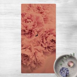 Bilderwelten Kork-Teppich Landhaus rosa Blumen Korkmatte - Rosa Pfingstrosen - Rose Wohnzimmer Schlafzimmer