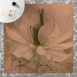 Bilderwelten Kork-Teppich Motiv weiss Blumen Korkmatte - Wei&szlig;e Nigella - Deko Wohnzimmer Schlafzimmer