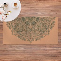 Bilderwelten Kork-Teppich modern t&uuml;rkis Spirituell Aquarell - Mandala Aquarell Ornament halbkreis t&uuml;rkis - Ornamente Wohnzimmer Schlafzimmer