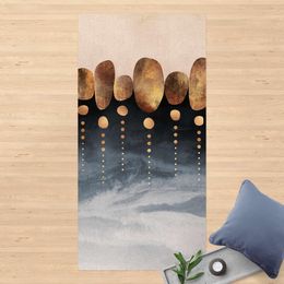 Bilderwelten Kork-Teppich Abstrakt gold originell Aquarell - Abstrakte goldene Steine - Deko Wohnzimmer Schlafzimmer