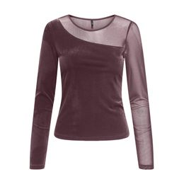 Only Damen Langarmshirt "ONLSMOOTH L/S MESH MIX TOP BOX JRS"winetasting detail:assymetric, Gr. XS, unifarben, Jersey, Obermaterial: 96% Polyester, 4%