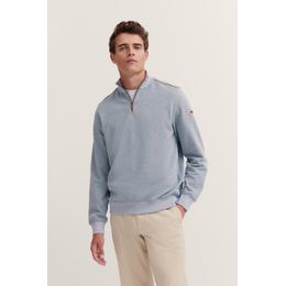 Bugatti Herren Troyer, blau, Gr. 4XL, unifarben, 65% Baumwolle, 35% Polyester, Pullover, mit Stehkragen & Rei&szlig;verschluss