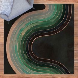 Bilderwelten Kork-Teppich modern blau originell Aquarell - Zeitenstr&ouml;mung - Deko Wohnzimmer Schlafzimmer