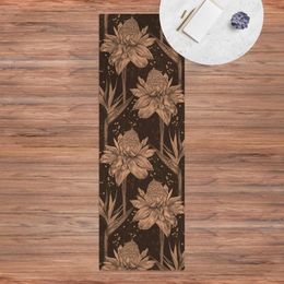 Bilderwelten Kork-Teppich Vintage grau Blumen Korkmatte - Florale Eleganz Vintage Strelitzie - Retro Wohnzimmer Schlafzimmer