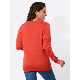 Casual Looks Damen Strickpullover "Twinset", orange, Gr. 54, gemustert, gestreift, unifarben, 100% Baumwolle, Pullover
