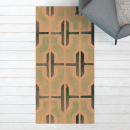 Bilderwelten Kork-Teppich Illustration blau Aquarell - Stationen im Ozean - Geometrisch Wohnzimmer Schlafzimmer
