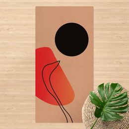 Bilderwelten Kork-Teppich Illustration rosa originell Korkmatte - Abstrakte Formen - Schwarze Sonne - Deko Wohnzimmer Schlafzimmer