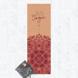 Bilderwelten Kork-Teppich Illustration rot Spr&uuml;che Aquarell - Spruch All you need is Yoga Rot - Mandala Wohnzimmer Schlafzimmer