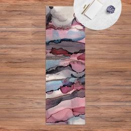 Bilderwelten Kork-Teppich Abstrakt pink originell Aquarell - Wellenreiten in Violett mit Ros&eacute;gold - Deko Wohnzimmer Schlafzimmer
