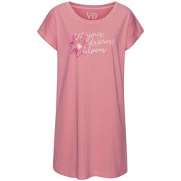 Damen Nachthemd, VIVANCE DREAMS BY LASCANA, Gr. 36, pink, Single Jersey, Obermaterial: 100% Baumwolle, bedruckt, unifarben, Basic, Kleider, mit
