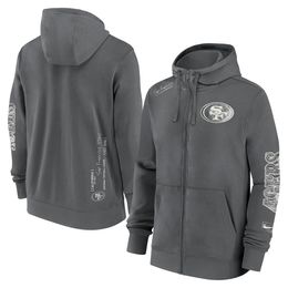 Nike Damen Kapuzenpullover "Nike Hoodie San Francisco 49ers Nike Full-Zip Fleece", grau, Gr. S, 82% Baumwolle, 18% Polyester, Pullover