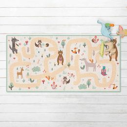 Bilderwelten Kork-Teppich Illustration bunt Tiere Korkmatte - Waldtiere - Freunde auf dem Waldweg - Deko Kinderzimmer Baby M&auml;dchen Jungen