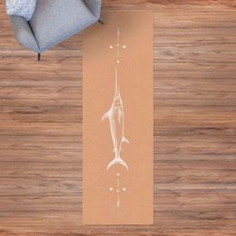 Bilderwelten Kork-Teppich Vintage weiss Tiere Korkmatte - Vintage Schwertfisch Wei&szlig; - Retro Wohnzimmer Schlafzimmer