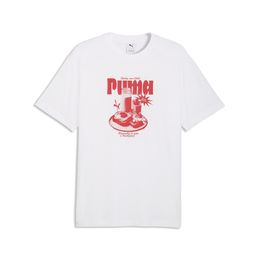 Puma Herren T-Shirt "Graphic Relaxed Breakfast T-Shirt Herren"wei&szlig;, Gr. S, bedruckt, Obermaterial: 100% Baumwolle. Rippe: 80% Baumwolle, 20%