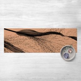 Bilderwelten Kork-Teppich Tropisch schwarz weiss Korkmatte - Zartes Schilf mit feinen Knospen Schwarz Wei&szlig; - Gr&auml;ser Wohnzimmer Schlafzimmer