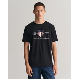 Gant Herren T-Shirt "REG ARCHIVE SHIELD SS T-SHIRT", schwarz, Gr. S, Jersey, Obermaterial: 100% Baumwolle, Shirts, mit Logodruck auf der Brust