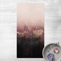 Bilderwelten Kork-Teppich Abstrakt rosa originell Aquarell - Goldene D&auml;mmerung Rosa - Deko Wohnzimmer Schlafzimmer