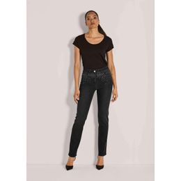 Madeleine Mode MADELEINE Damen Regular-fit-Jeans "Jeans Slim Fit Denim mit Strass", schwarz, Gr. 21, Obermaterial: 79% Baumwolle CO. 18% Polyester PES. 3% Elasthan