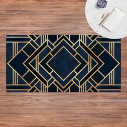 Bilderwelten Kork-Teppich Abstrakt gold originell Aquarell - Art Deco Gold - Geometrisch Wohnzimmer Schlafzimmer
