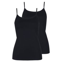 LISCA Damen Achseltop "2er Pack Damen Tr&auml;gerhemd Kaia", Gr. XL, schwarz, Obermaterial: 90% Baumwolle CO. 10% Elasthan EL., Unterhemden