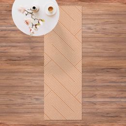 Bilderwelten Kork-Teppich Unifarben weiss Korkmatte - Symmetrische Geometrie aus Wei&szlig;en Linien - Streifen Wohnzimmer Schlafzimmer