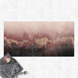 Bilderwelten Kork-Teppich Abstrakt rosa originell Aquarell - Goldene D&auml;mmerung Rosa - Deko Wohnzimmer Schlafzimmer