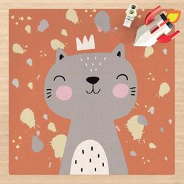 Kork-Teppich - Freche Katze - Illustration grau Tiere Korkmatte Katze Kinderzimmer Baby M&auml;dchen Jungen