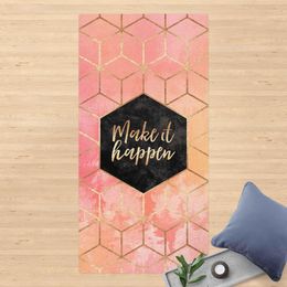 Kork-Teppich - Make It Happen Geometrie Pastell - modern gold Spr&uuml;che Aquarell Geometrisch Wohnzimmer Schlafzimmer