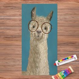 Bilderwelten Kork-Teppich Illustration blau Tiere Korkmatte - Lama mit Brille I - Deko Kinderzimmer Baby M&auml;dchen Jungen