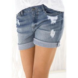 Buffalo Jeansbermudas blau Gr. 44 f&uuml;r Damen. Figurumspielend. Nachhaltig.