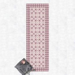 Bilderwelten Kork-Teppich Illustration violett Fliesenoptik - Marokkanische Fliesen mit Ornamenten mit Fliesenrahmen - Deko Wohnzimmer Schlafzimmer