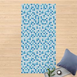 Kork-Teppich - Mosaikfliesen Meeresrauschen - Illustration blau Fliesenoptik Deko Wohnzimmer Schlafzimmer