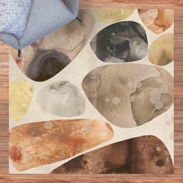 Bilderwelten Kork-Teppich Illustration beige Steinoptik - Versteinertes Aquarell Mosaik - Beton Wohnzimmer Schlafzimmer