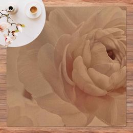 Bilderwelten Kork-Teppich Motiv rosa Korkmatte - Wei&szlig;e Bl&uuml;te im Bl&uuml;tenmeer - Rose Wohnzimmer Schlafzimmer