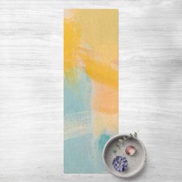 Bilderwelten Kork-Teppich Abstrakt gelb originell Korkmatte - Fr&uuml;hlingskomposition in Gelb und Blau - Deko Wohnzimmer Schlafzimmer