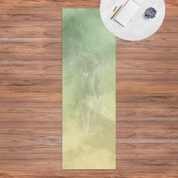 Bilderwelten Kork-Teppich Illustration gr&uuml;n Tiere Korkmatte - Blauwal auf Gr&uuml;nem Aquarell - Deko Wohnzimmer Schlafzimmer