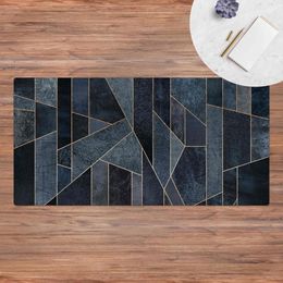 Bilderwelten Kork-Teppich Abstrakt blau originell Aquarell - Blaue Geometrie Aquarell - Geometrisch Wohnzimmer Schlafzimmer