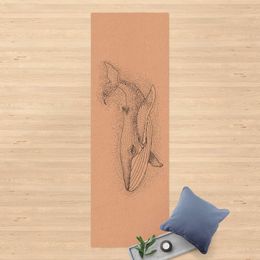 Bilderwelten Kork-Teppich Illustration schwarz Tiere Korkmatte - Blauwal gepunktet Schwarz - Meditation Wohnzimmer Schlafzimmer