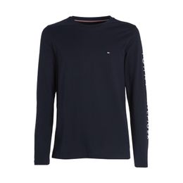 Tommy Hilfiger Herren Longsleeve "TOMMY LOGO LONG SLEEVE TEE", blau, Gr. S, bestickt, unifarben, Single Jersey, Obermaterial: 100% Baumwolle, Shirts,