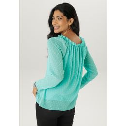 Damen Schlupfbluse, blau, Gr. 36, Aniston SELECTED, leicht transparent, Chiffon, Obermaterial: 100% Polyester. Futter: 95% Viskose, 5% Elasthan,