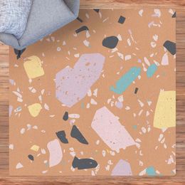 Bilderwelten Kork-Teppich modern bunt Mosaik - Detailliertes Terrazzo Muster Capri - Deko Wohnzimmer Schlafzimmer