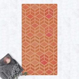 Bilderwelten Kork-Teppich Illustration rosa Aquarell - Take the Cake Gold und Rose - Geometrisch Wohnzimmer Schlafzimmer