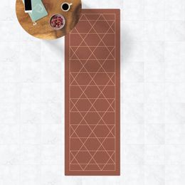 Bilderwelten Kork-Teppich Illustration rot Korkmatte - Geometrisches Muster sechseckige Sterne mit Rahmen - Geometrisch Wohnzimmer Schlafzimmer
