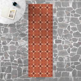 Bilderwelten Kork-Teppich Illustration orange Fliesenoptik - Geometrischer Fliesenmix Kreise Orange - Deko Wohnzimmer Schlafzimmer