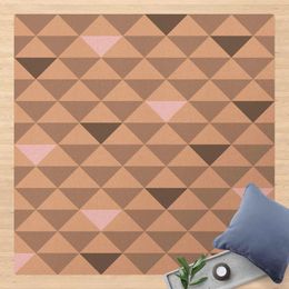 Bilderwelten Kork-Teppich Illustration grau Korkmatte - No.YK65 Dreiecke Grau Wei&szlig; Rosa - Geometrisch Kinderzimmer Baby M&auml;dchen Jungen