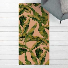 Bilderwelten Kork-Teppich Tropisch gr&uuml;n Aquarell - Bananenblatt Aquarell Muster - Pflanzen Wohnzimmer Schlafzimmer