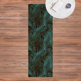 Bilderwelten Kork-Teppich Tropisch blau Korkmatte - Tropisches dunkles Unterholz Blau - Pflanzen Wohnzimmer Schlafzimmer