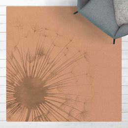 Kork-Teppich - Ein Hauch Pusteblume - Vintage grau Korkmatte Pusteblume Wohnzimmer Schlafzimmer